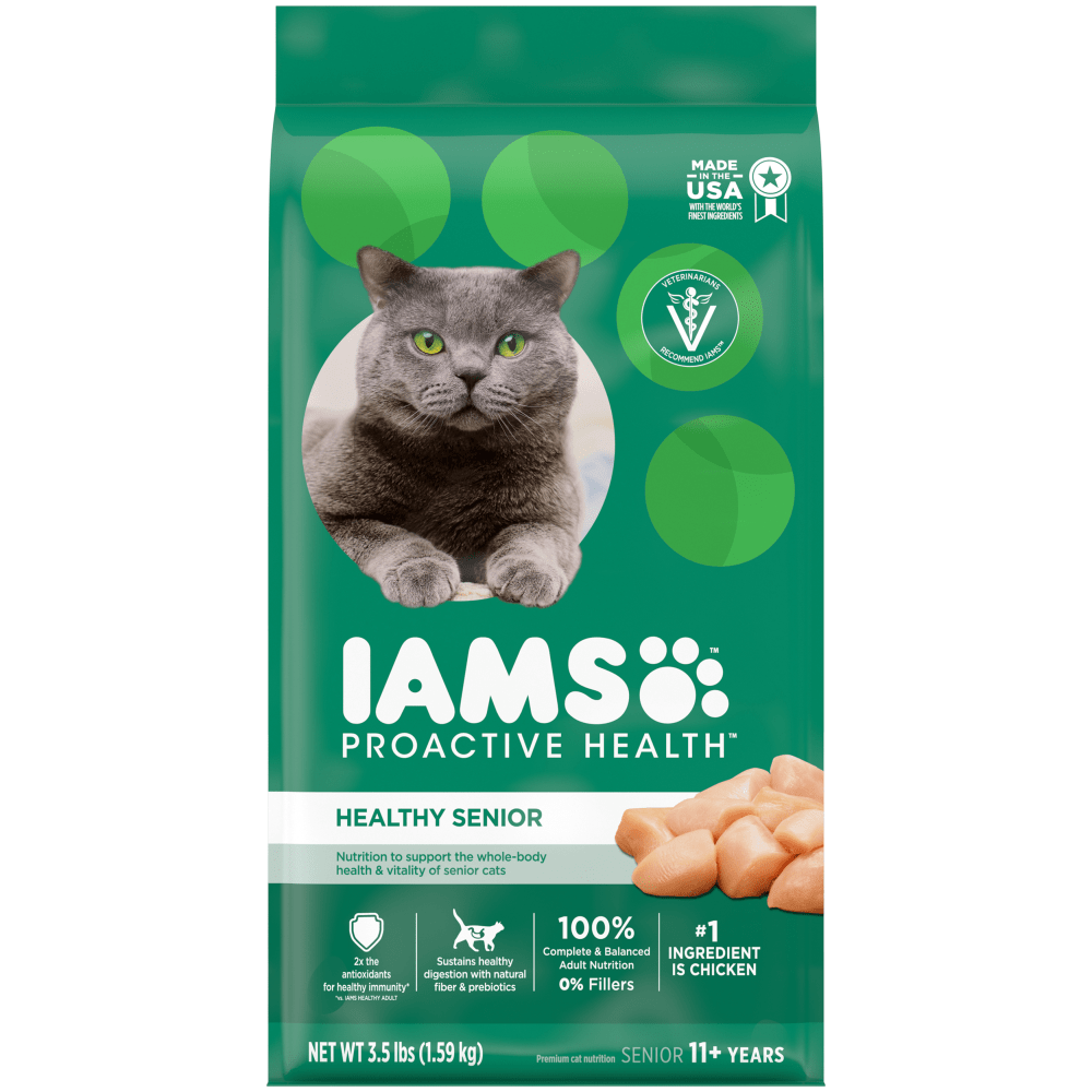 IAMS PROACTIVE HEALTH Senior Dry Cat Food with Chicken 1.59kg Bag